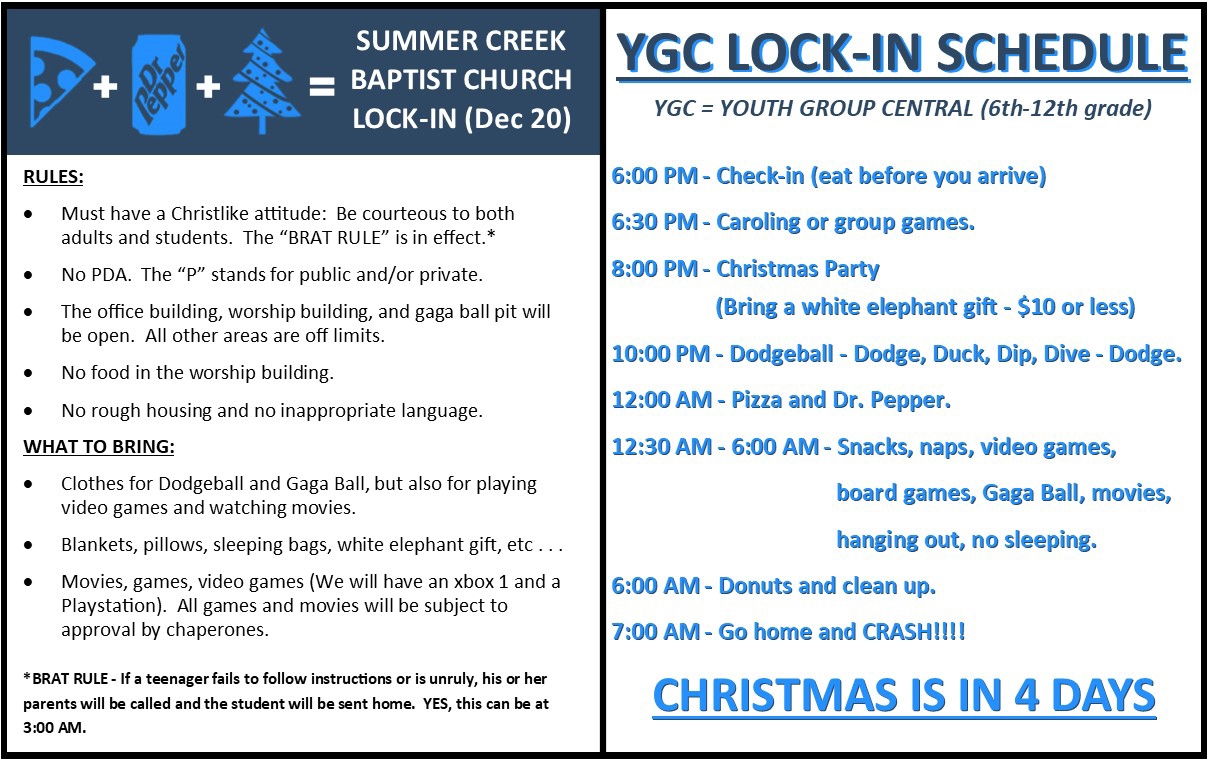 Youth Lock-in - Summer Creek Baptist Church