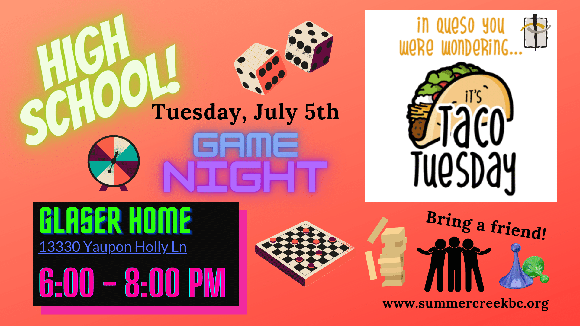 High School-Taco Tuesday/Game Night - Summer Creek Baptist Church